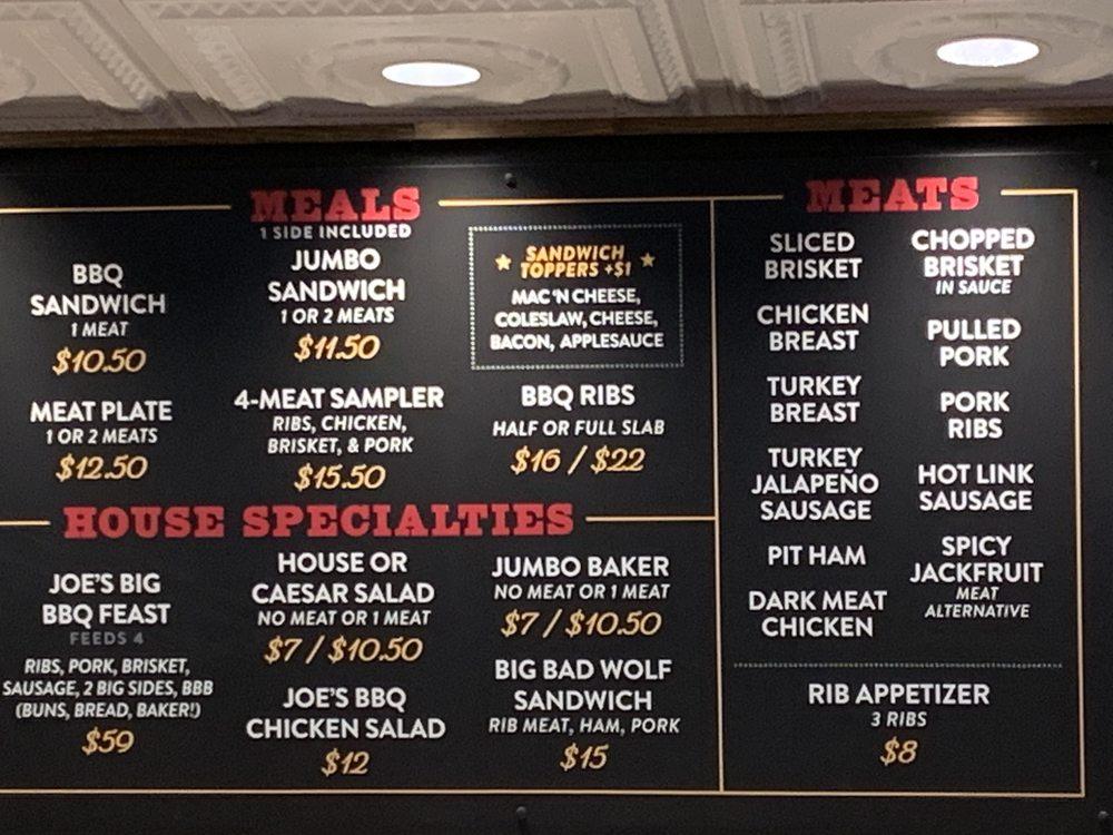 Menu at Joe's Real BBQ, Gilbert, 301 N Gilbert Rd bldg 2
