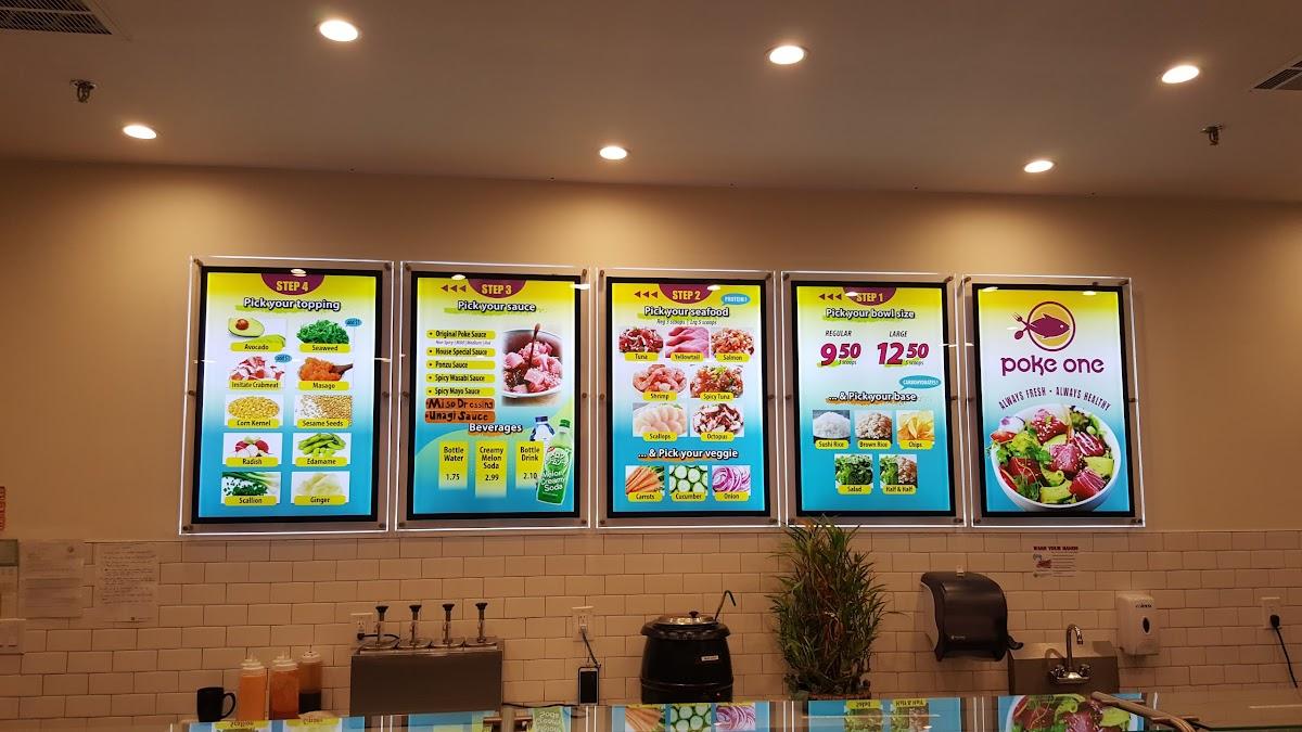 Menu at Poke One restaurant, San Bruno