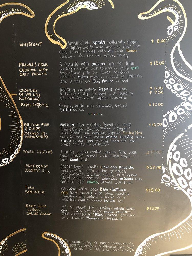 Menu at Proper Fish fast food, Bainbridge Island