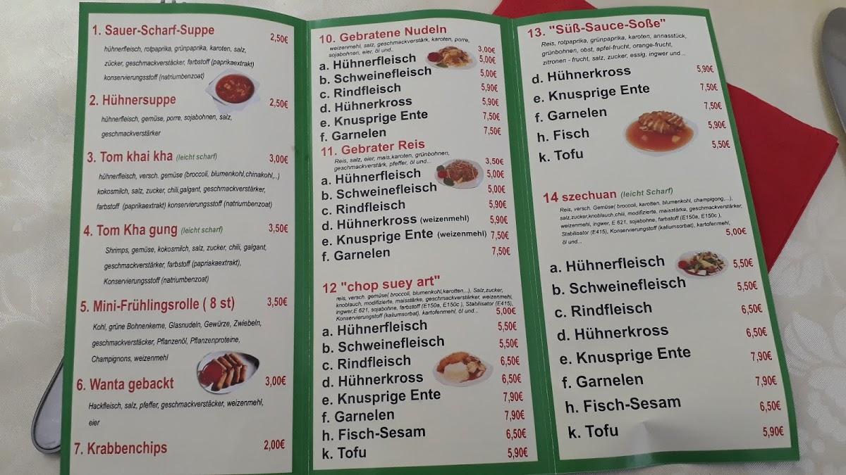 Menu at Asia. Fam restaurant, Wittenburg