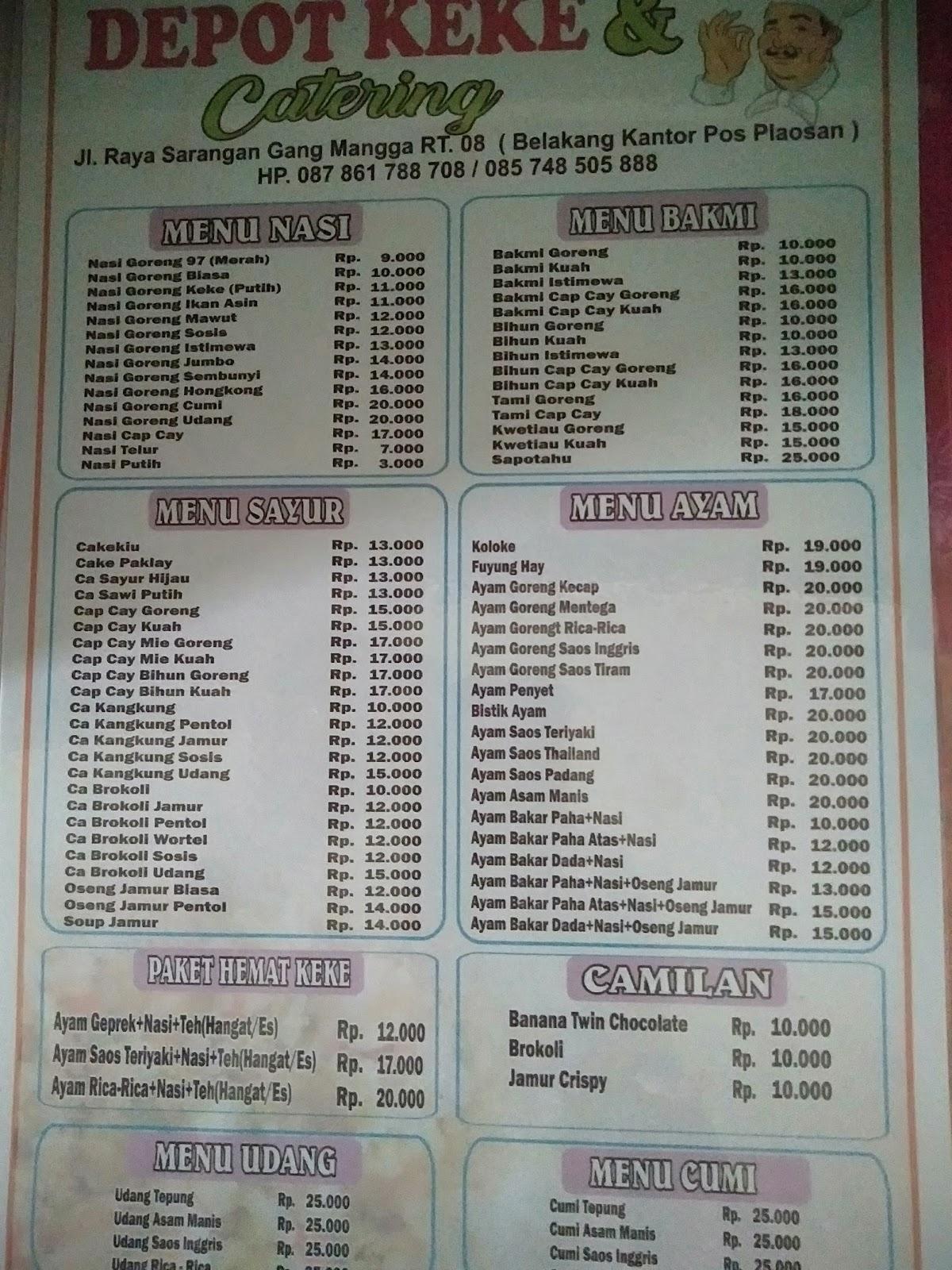 Menu at CATERING KEKE, Buluharjo