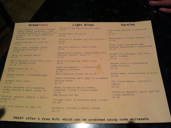 Menu at Feast Deli & Cafe, Pickering