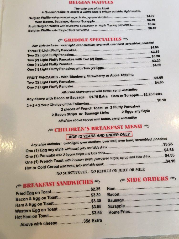 Menu at Gettysburg Family Restaurant, Gettysburg, York St #5
