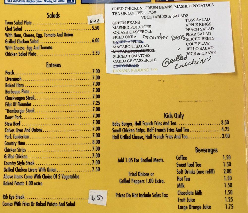Menu at Home Folks Cafe, Cherryville