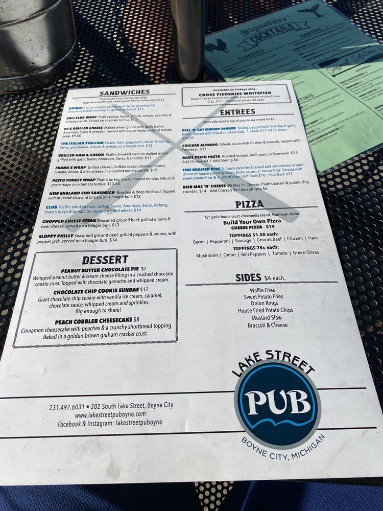 Menu at Lake Street Pub, Boyne City