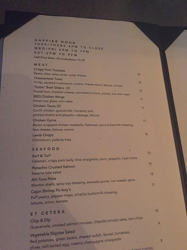 Menu at Mix Downtown club, Sacramento