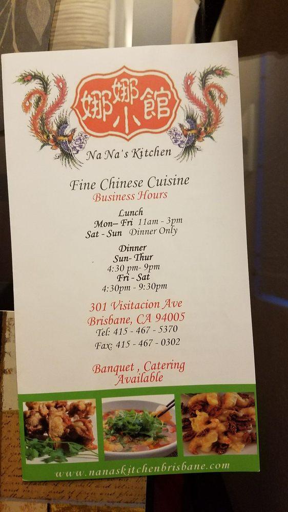Menu at Na Na's Kitchen restaurant, Brisbane