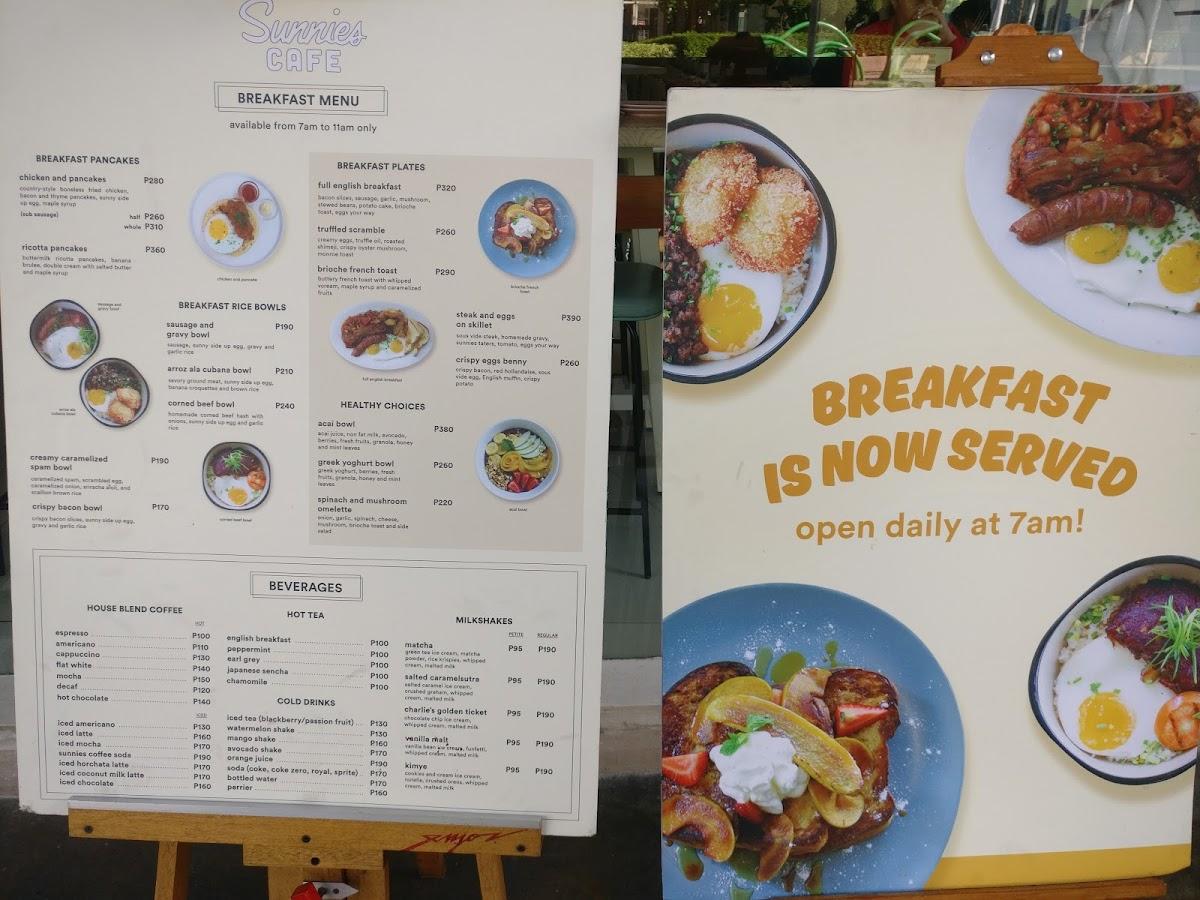 Menu at Sunnies Cafe, Taguig, H322+76V