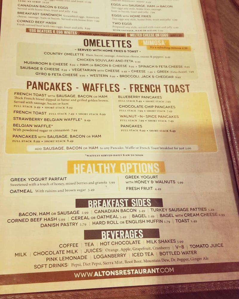 Menu at Alton's Restaurant - Cheektowaga, Buffalo, Walden Ave