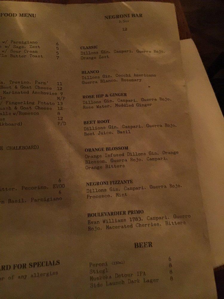 Menu at Annabelle Pasta Bar, Toronto