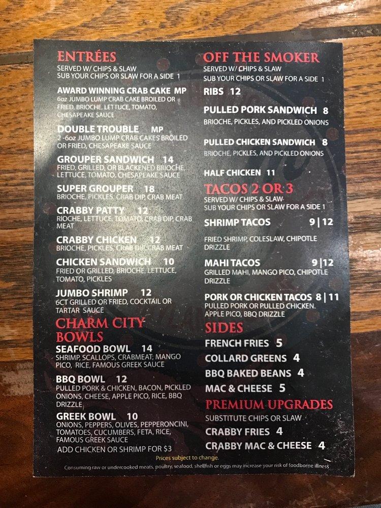 Menu at Charm City Seafood BBQ, Bartow