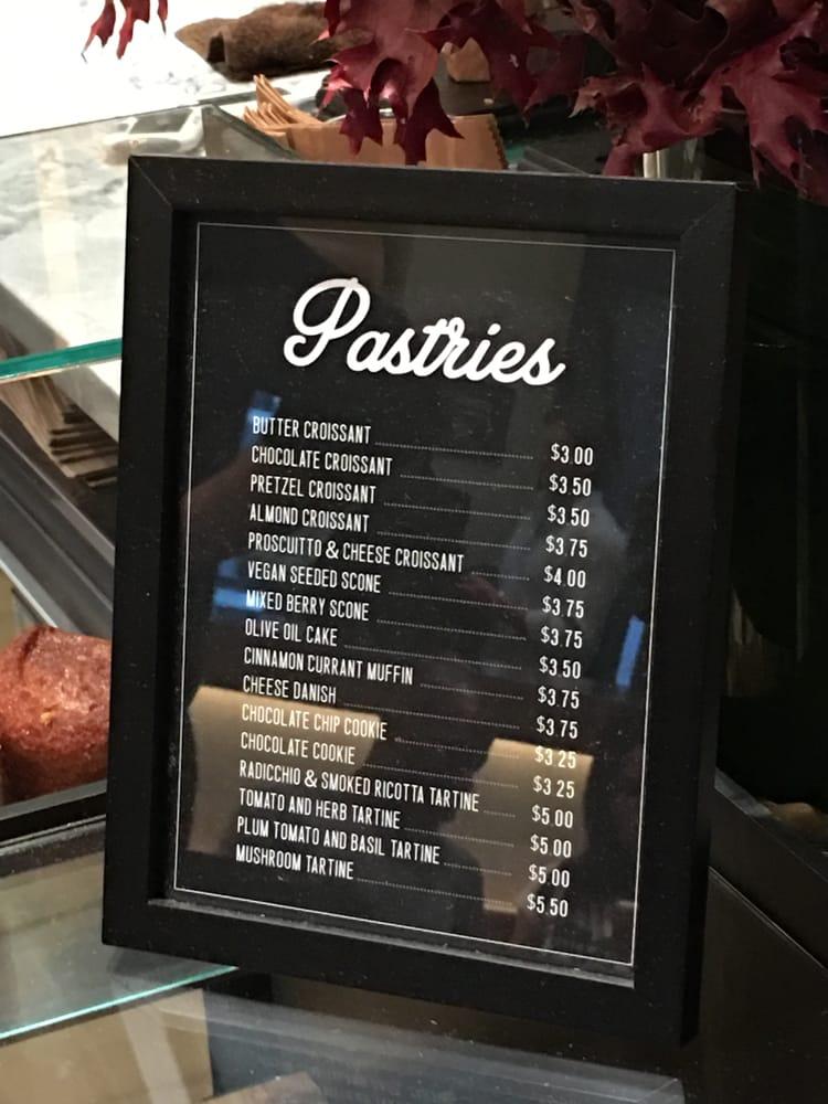 Carta del café La Colombe Coffee Roasters, Nueva York, 67 Wall St