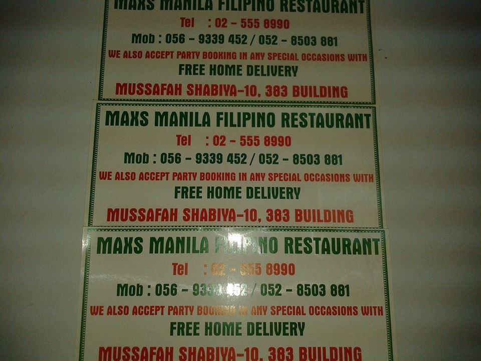 Max Manila Restaurant, Shabiya 10, Mussafah, Abu Dhabi, Abu Dhabi ...