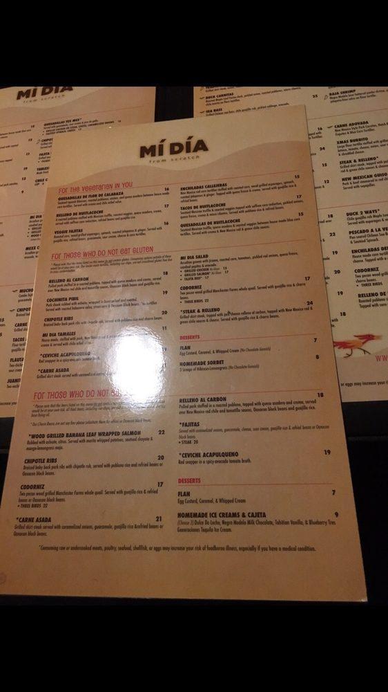 Menu at Mi Dia From Scratch restaurant, Plano