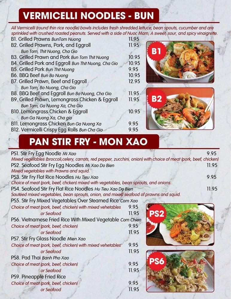 Menu at Pho Ha Vietnamese Restaurant, Sonoma