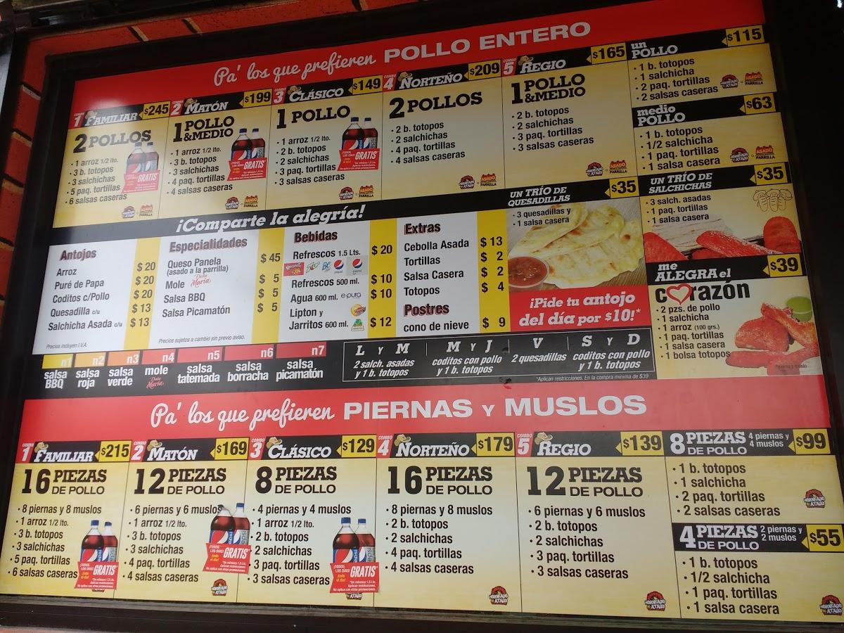 Menu at Pollo Maton Céntrika restaurant, Monterrey