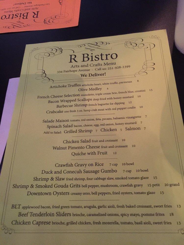 Menu at R Bistro & Pastry restaurant, Fairhope
