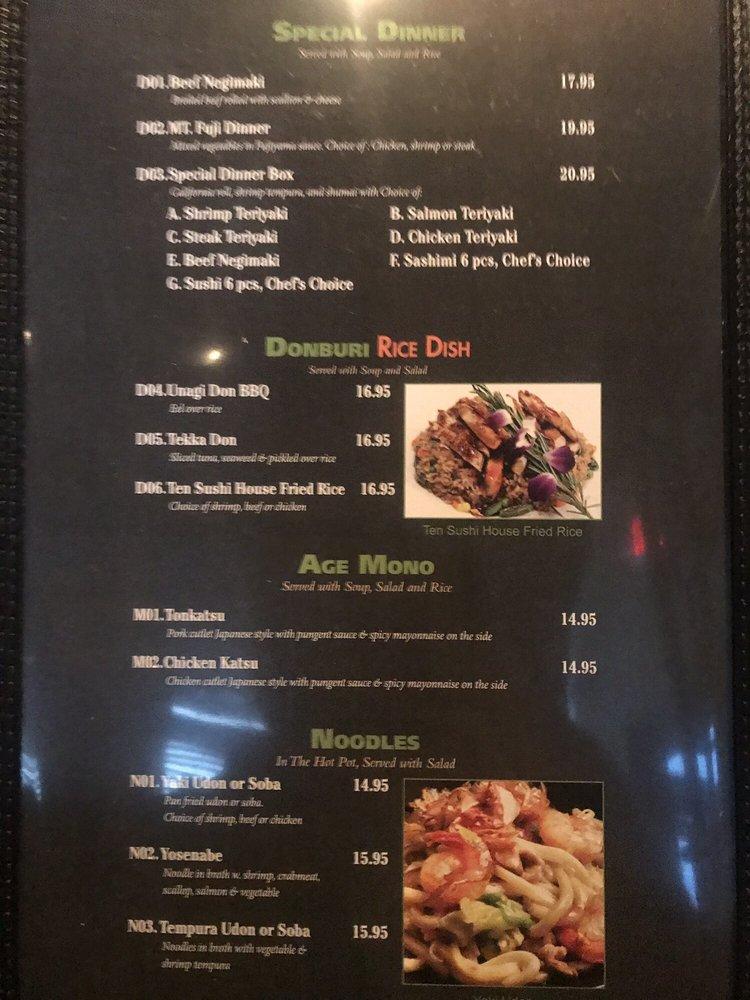 Menu at Ten Sushi restaurant, Maple Grove, County Rd 30