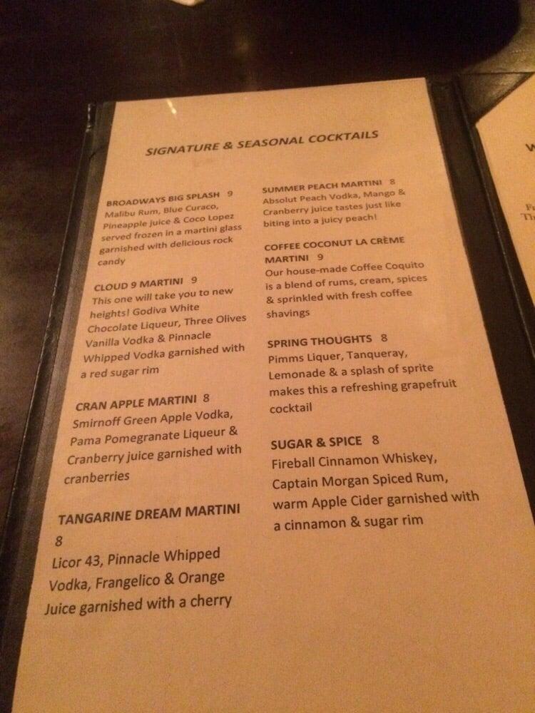 Menu at Broadway Grille + Underground pub & bar, Jim Thorpe
