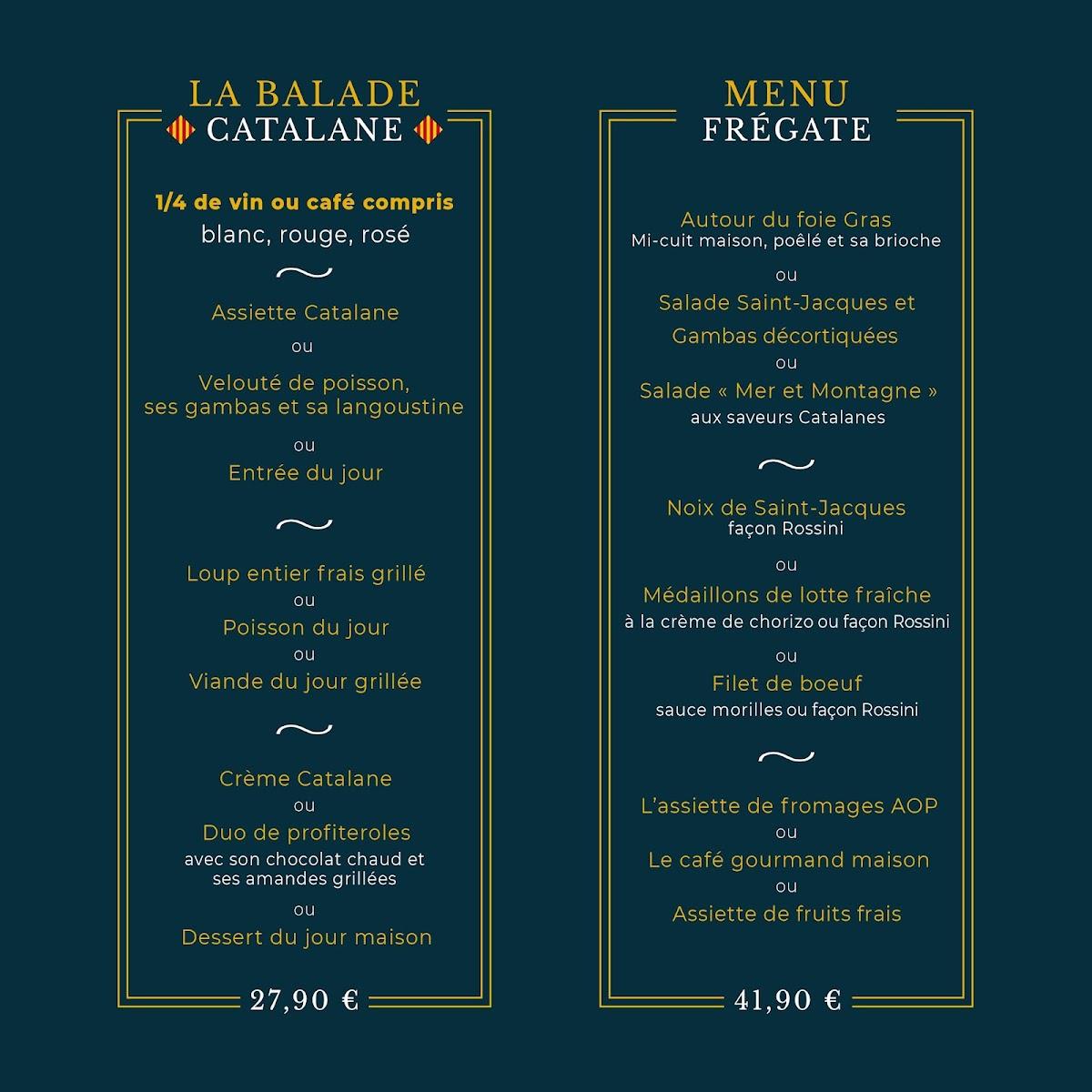 Menu au La Frégate Collioure restaurant, Collioure