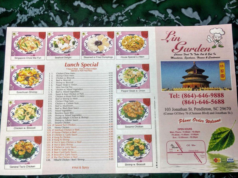 Menu at Lin Garden restaurant, Pendleton