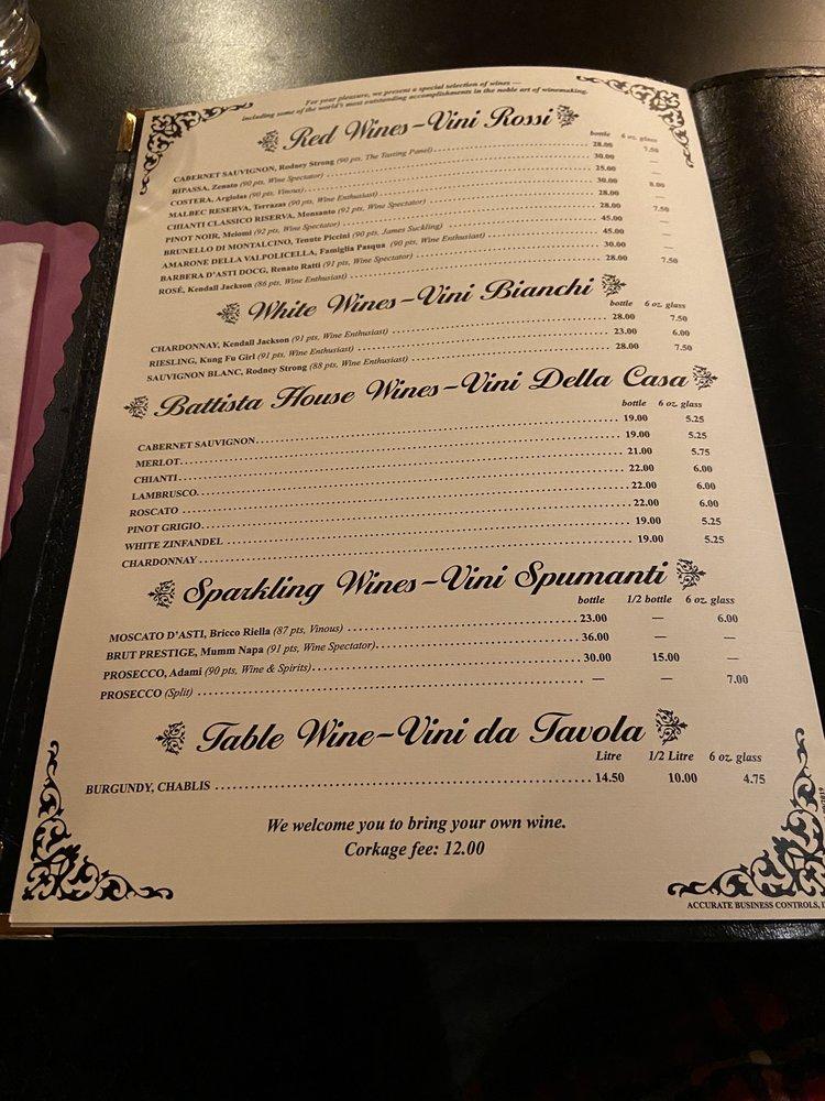 Menu at Lino's pizzeria, Rockford