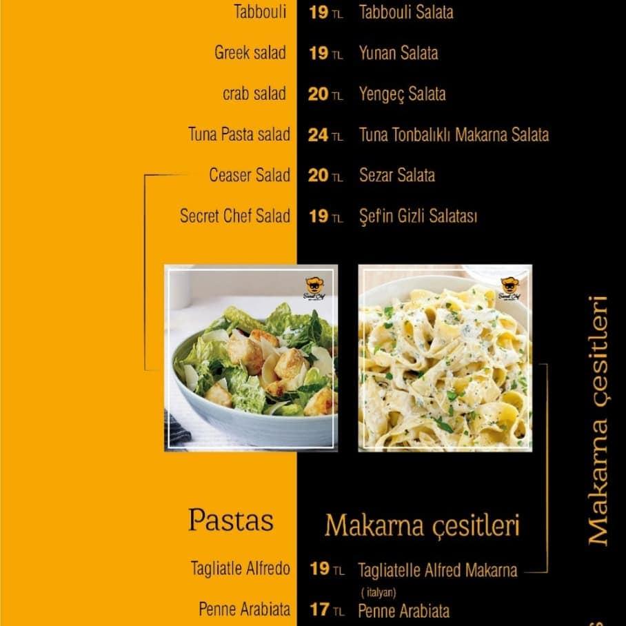 Menu at Secret Chef-GizliŞef, Istanbul