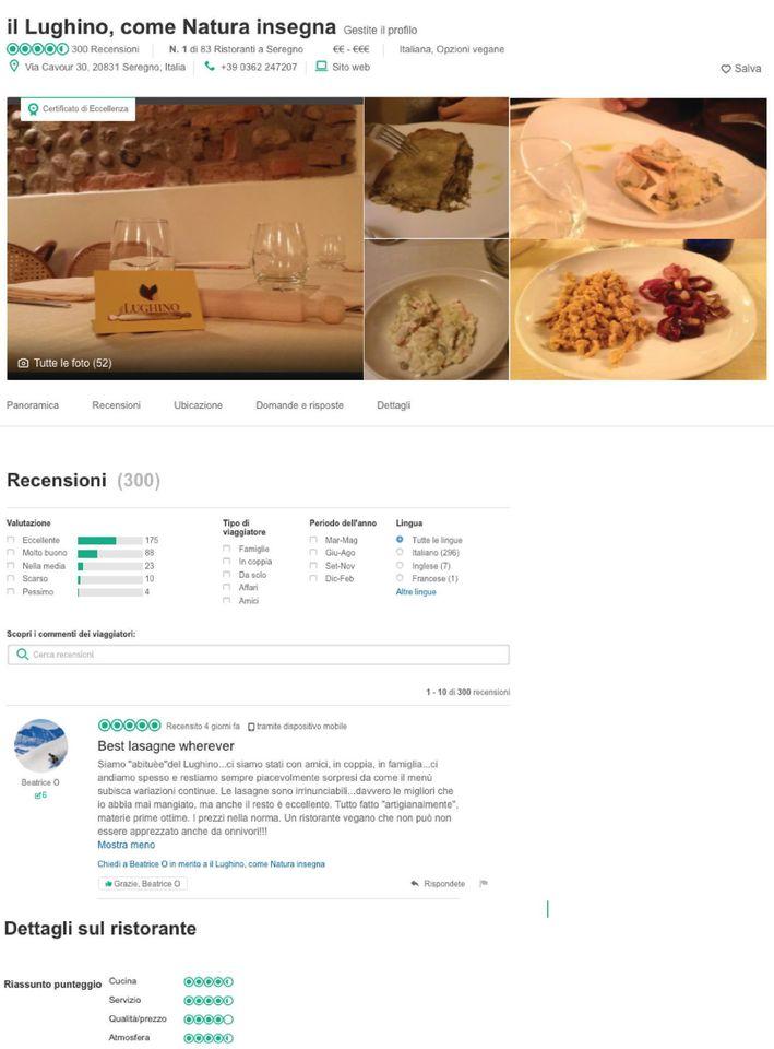 Menu da il Lughino, come Natura insegna ristorante, Seregno