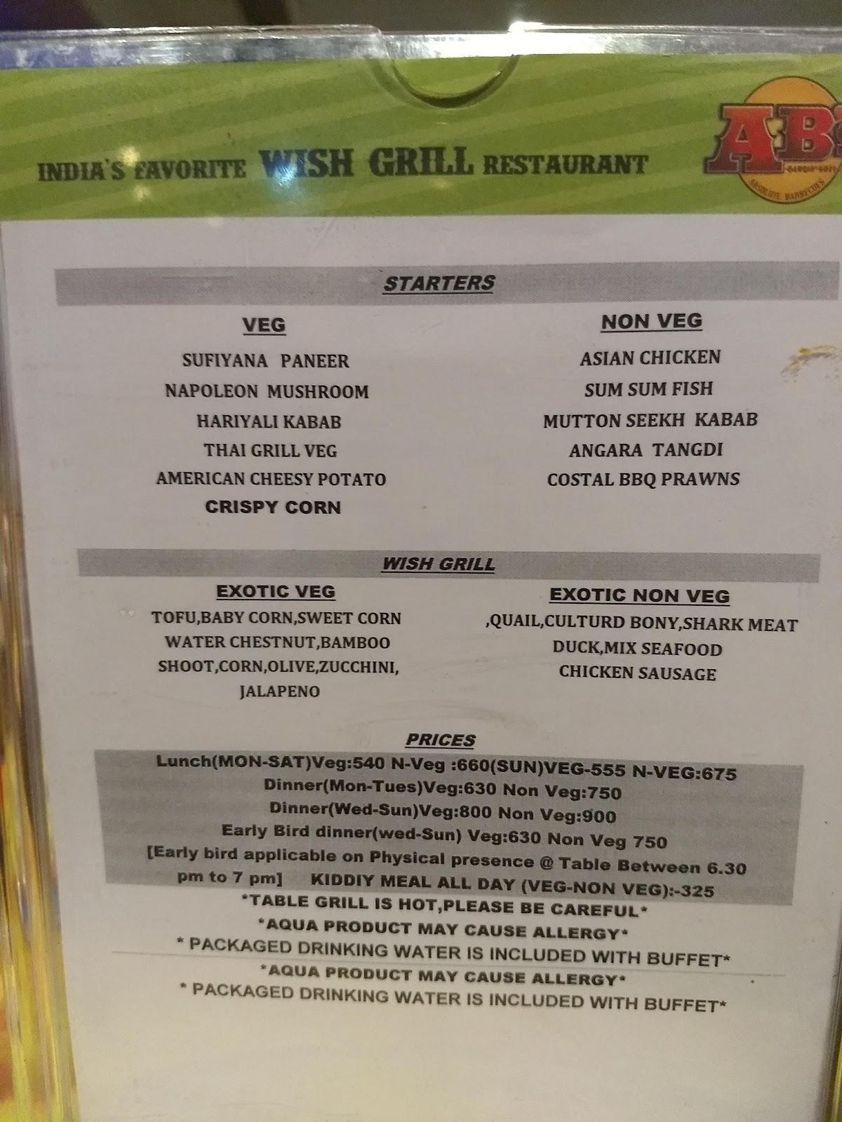 Menu at AB's - Absolute Barbecues Banjara Hills, Hyderabad, Hyderabad ...