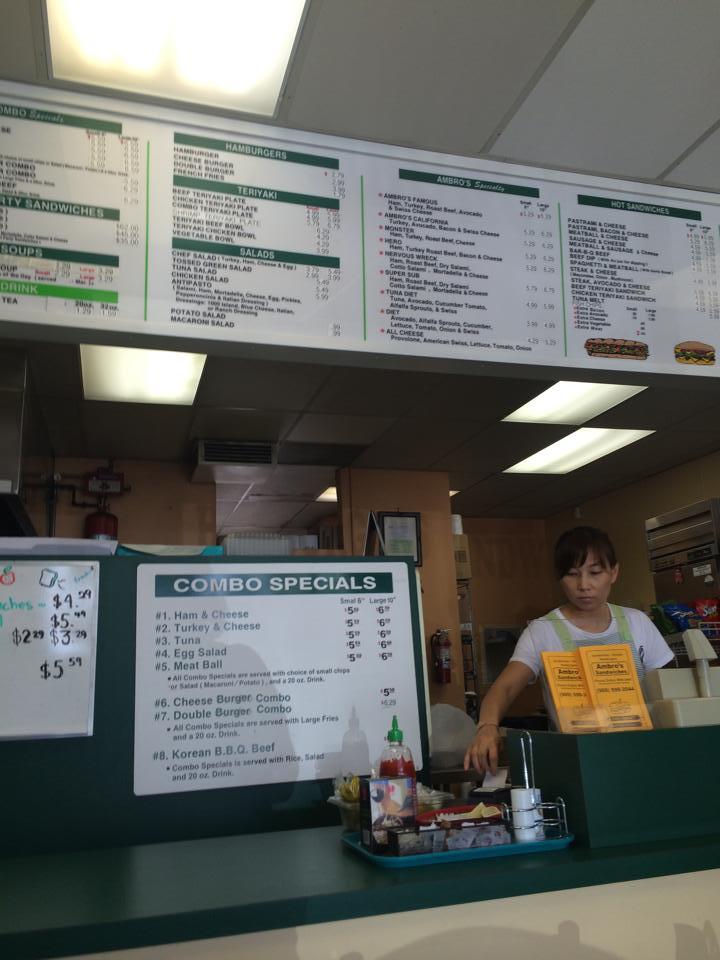Menu at Ambros Sandwich restaurant, San Dimas