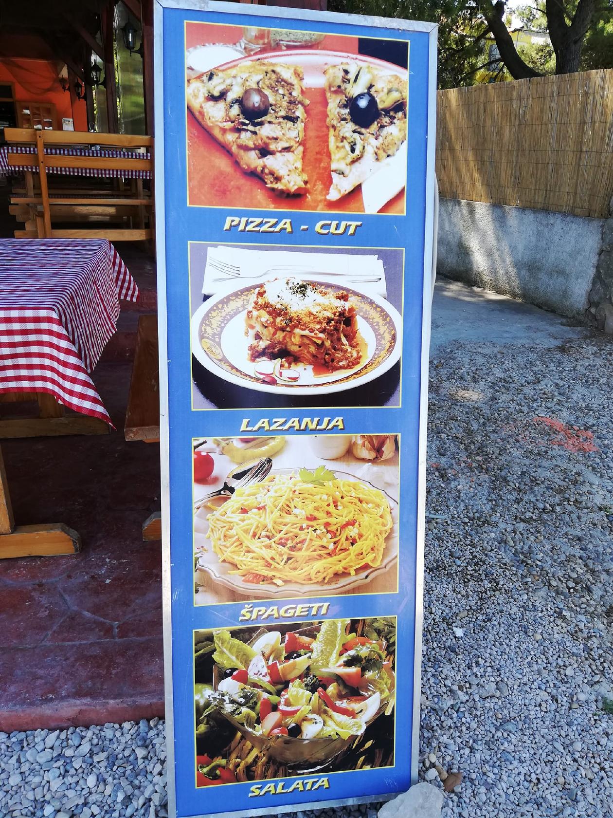 Menu at Amfora fast food, Pirovac