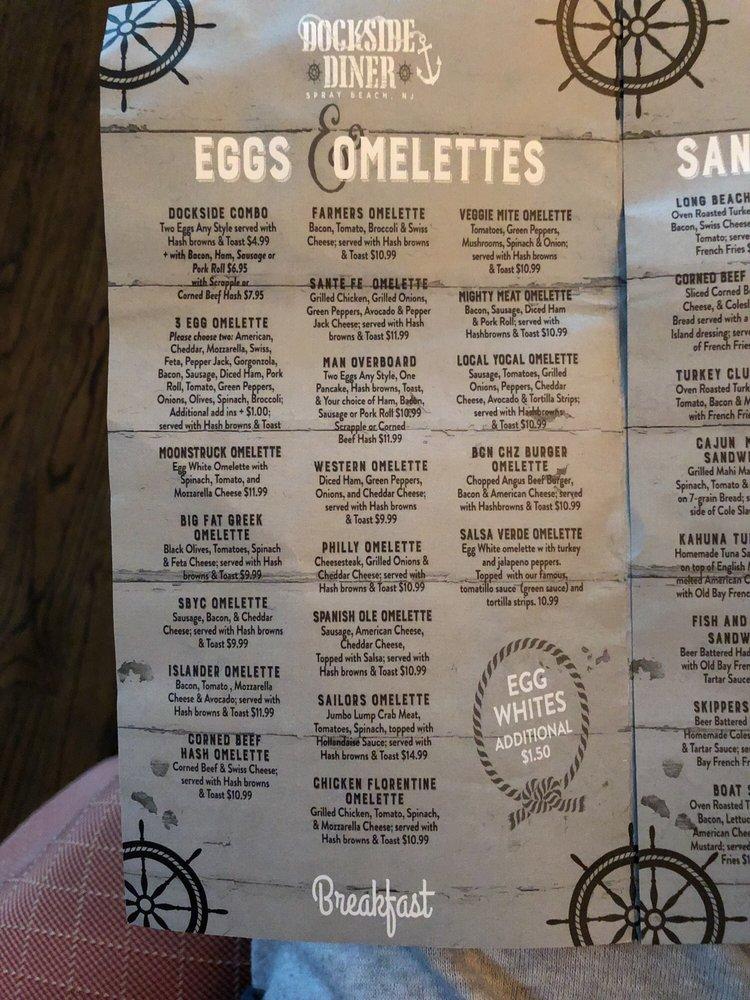 Carta del café Dockside Diner, Long Beach