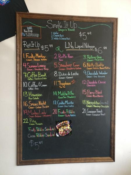Menu at Roll It Up Ice Cream Atlanta desserts, Doraville