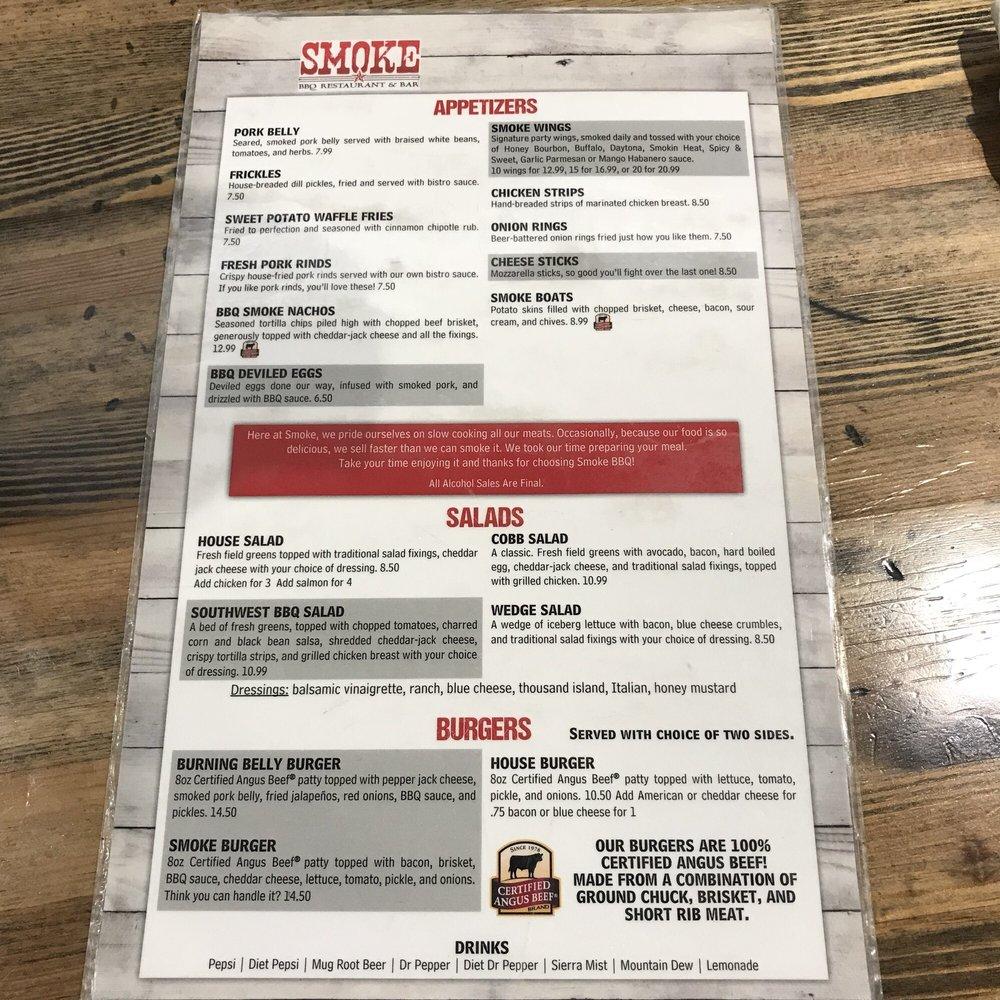Menu at Smoke pub & bar, Newport News