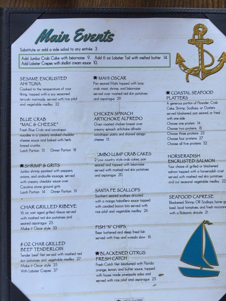 Menu at Snooky's Oceanfront pub & bar, North Myrtle Beach