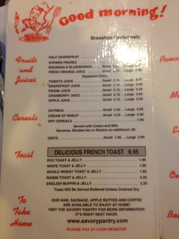 Menu at The Pancake Shop pub & bar, Hot Springs
