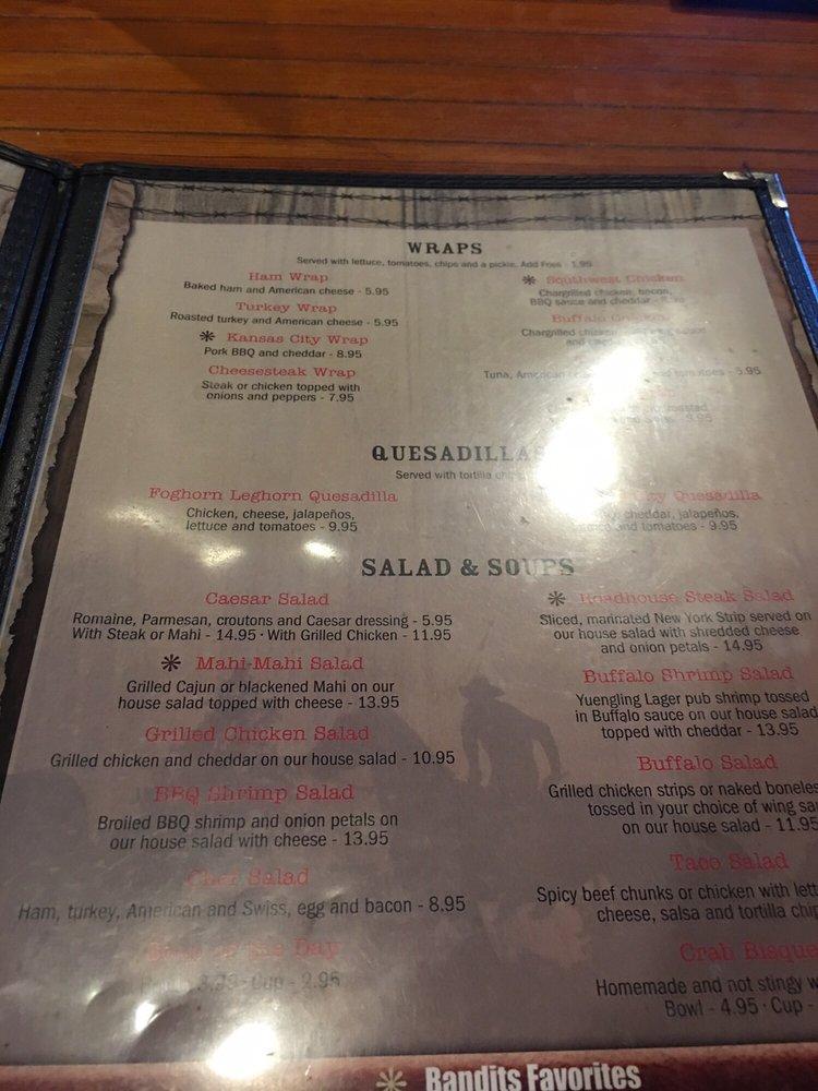 Menu at Bandit's Roadhouse pub & bar, Berwick