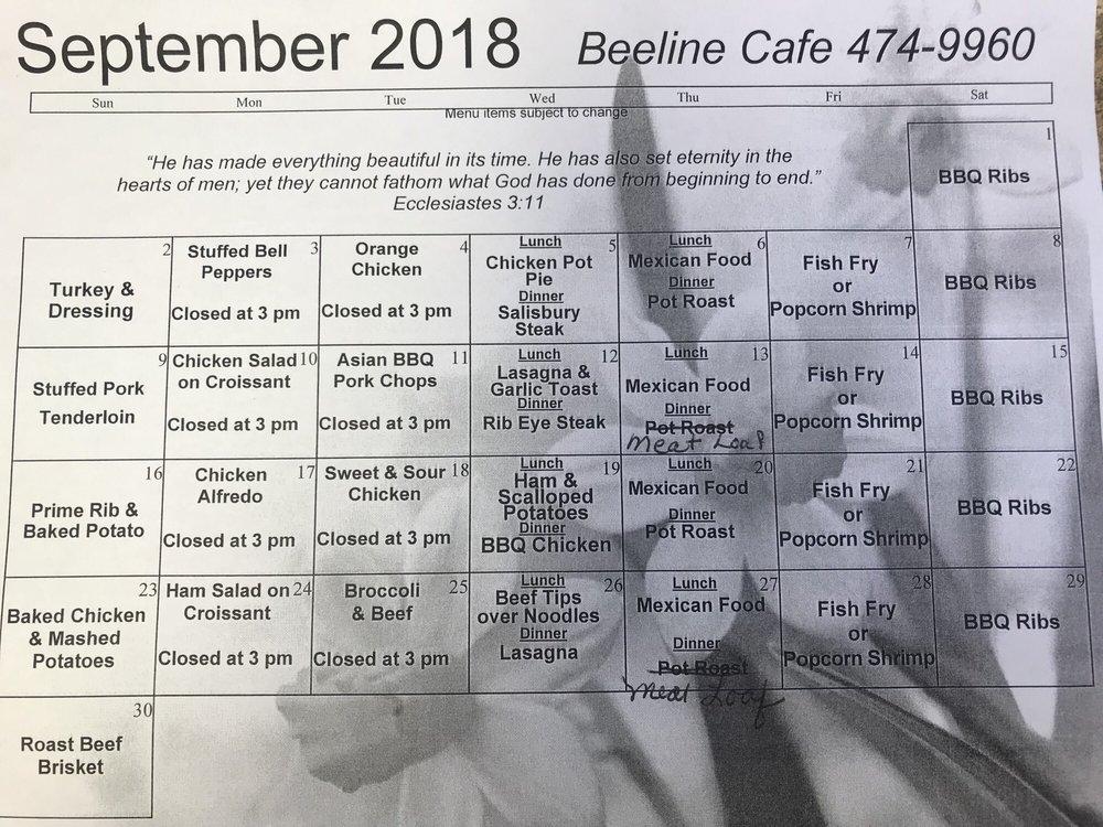 Menu at Beeline Cafe Payson Az, Payson