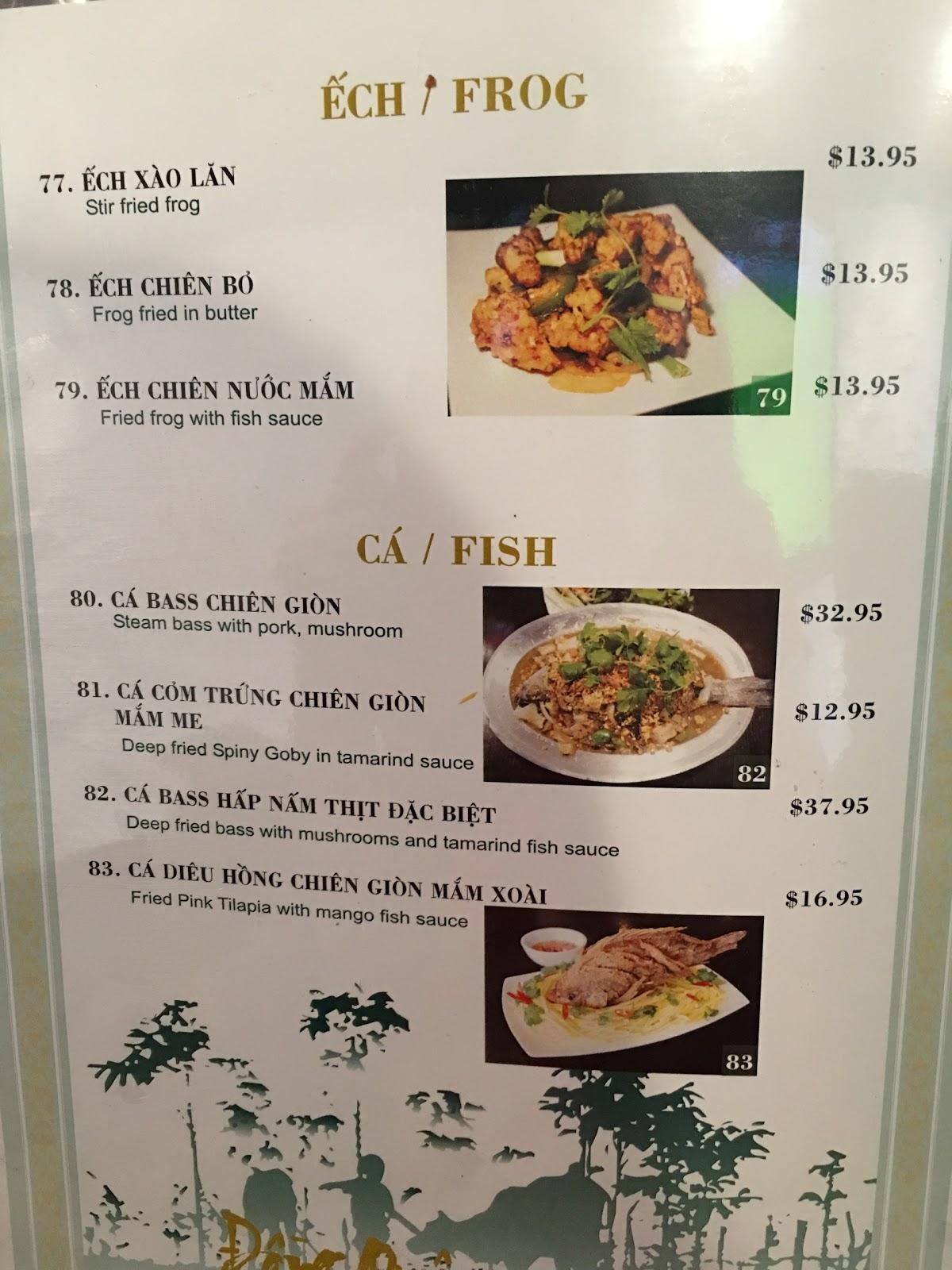 Menu at Dong Que Restaurant, San Jose, 2852 Alum Rock Ave