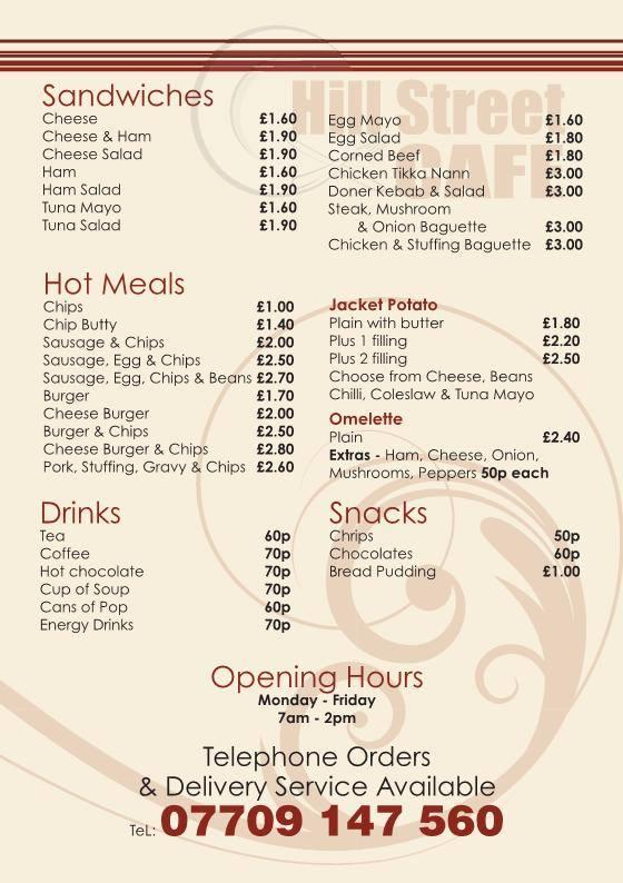 Menu at Hall Street Cafe, West Bromwich