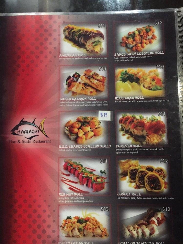 Menu at Hamachi Thai and Sushi Restaurant, Coral Springs