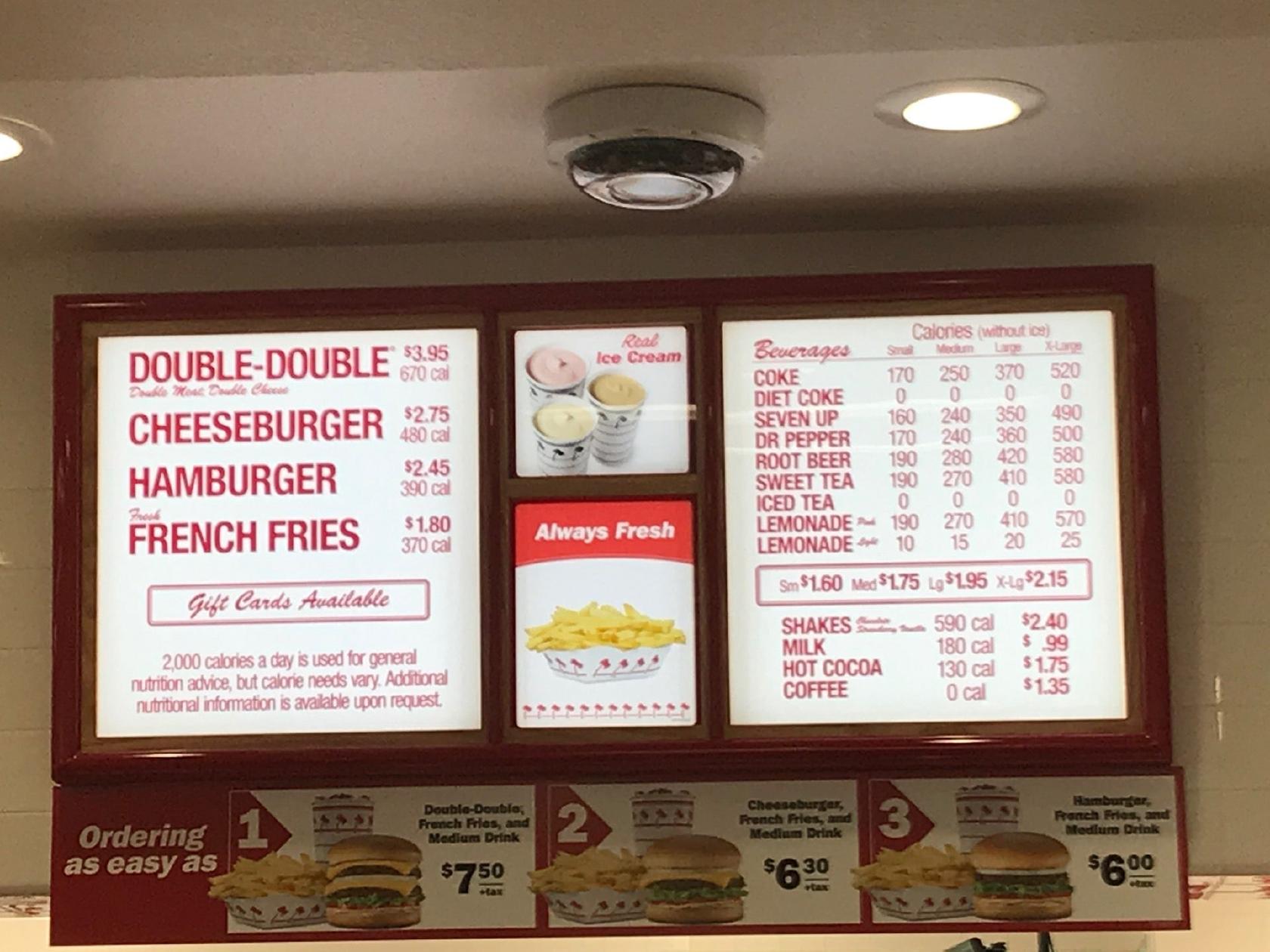 Menu at In-N-Out Burger fast food, Katy, Katy Fort Bend Rd
