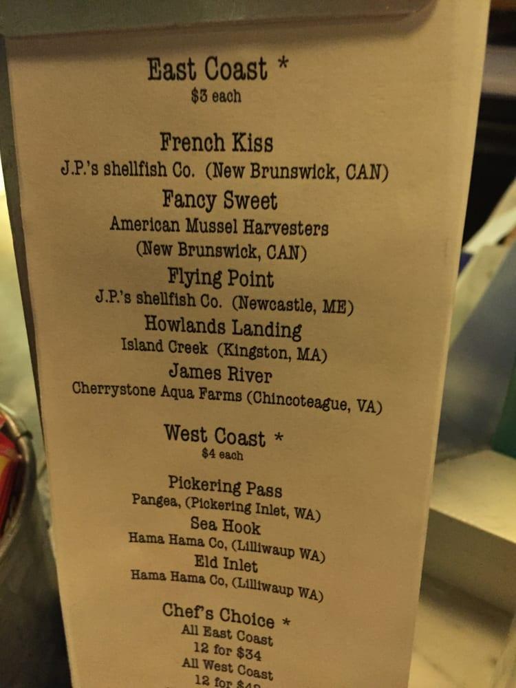 Menu at Muddy Waters Oyster Bar, Pittsburgh
