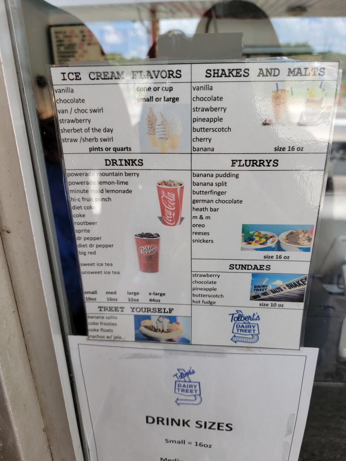 Menu at Tolbert's Dairy Treet - Original Location fast food, Victoria ...