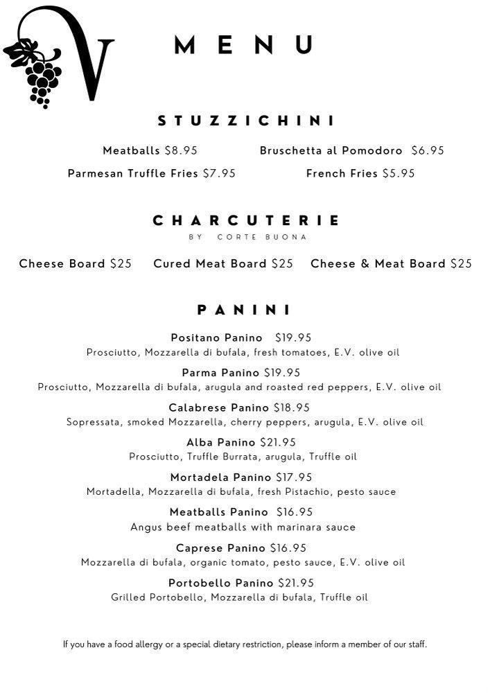 Menu at Vinoteca pub & bar, East Rutherford
