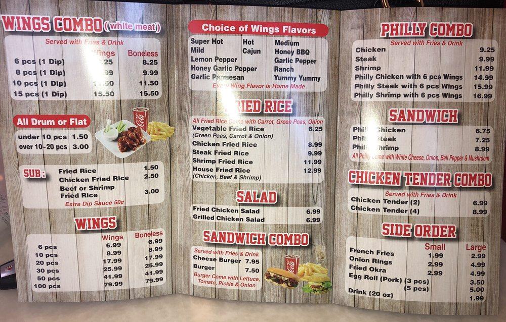 Menu at Wings AA fast food, DeSoto