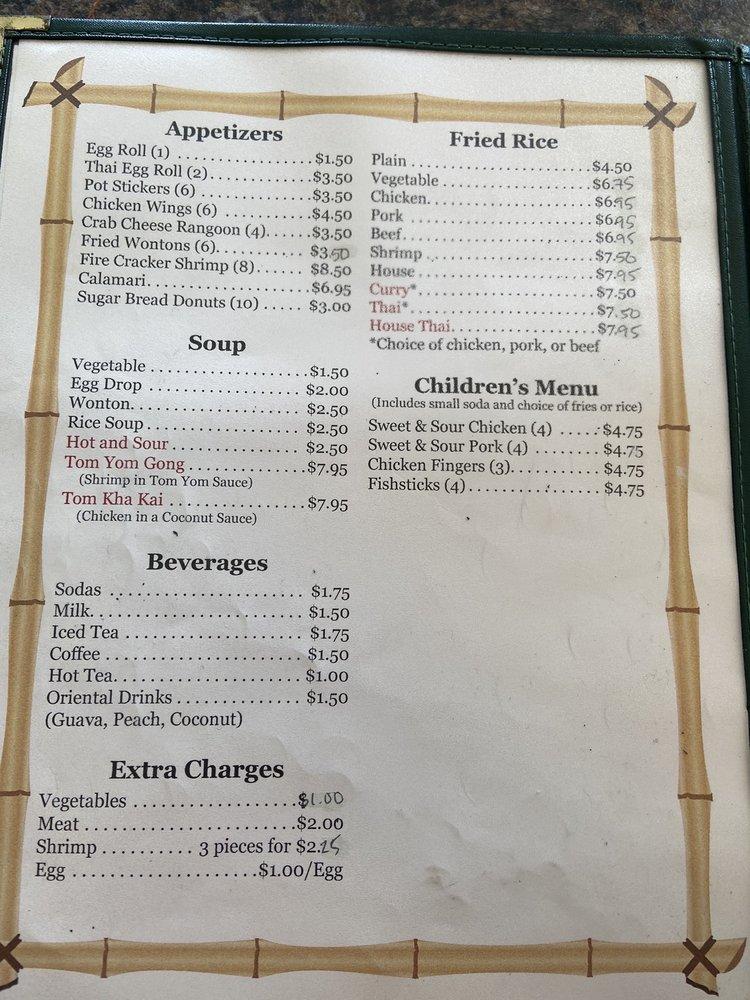 Menu at Ku's Wokery restaurant, Merrill