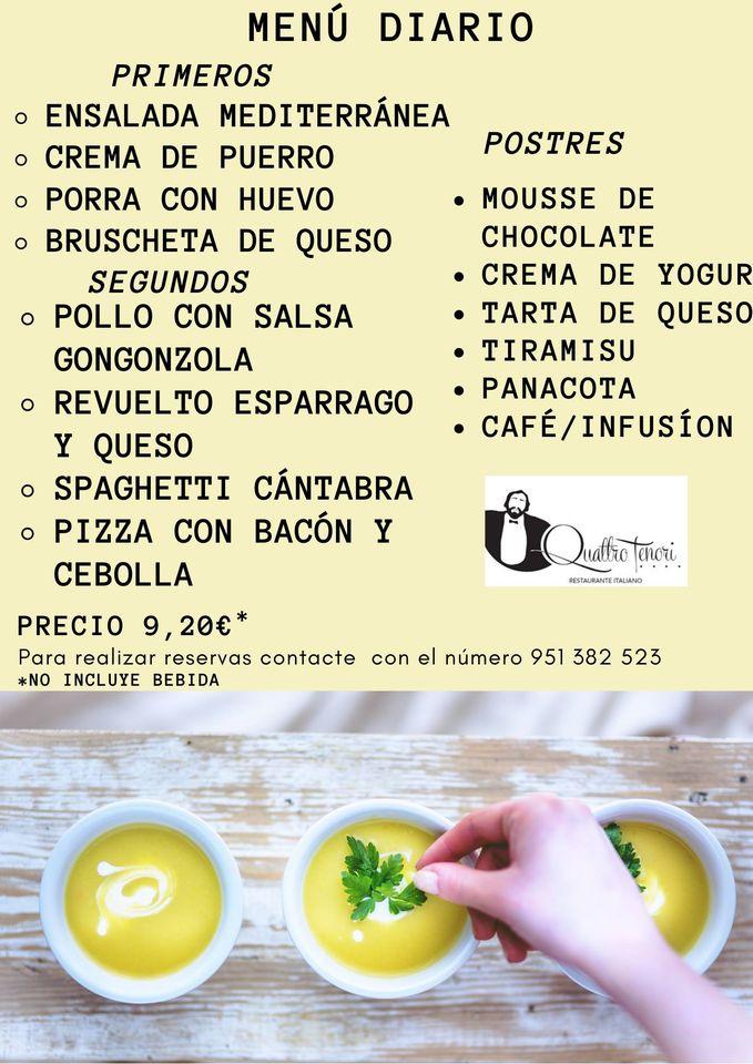 Menu at Pizzeria Quattro Tenori, Málaga