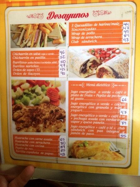 Menu at Queretaro Rico restaurant, Santiago de Querétaro, Hidalgo 184