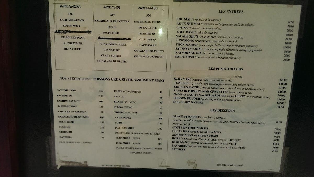 Menu au Restaurant SHUN, Toulouse